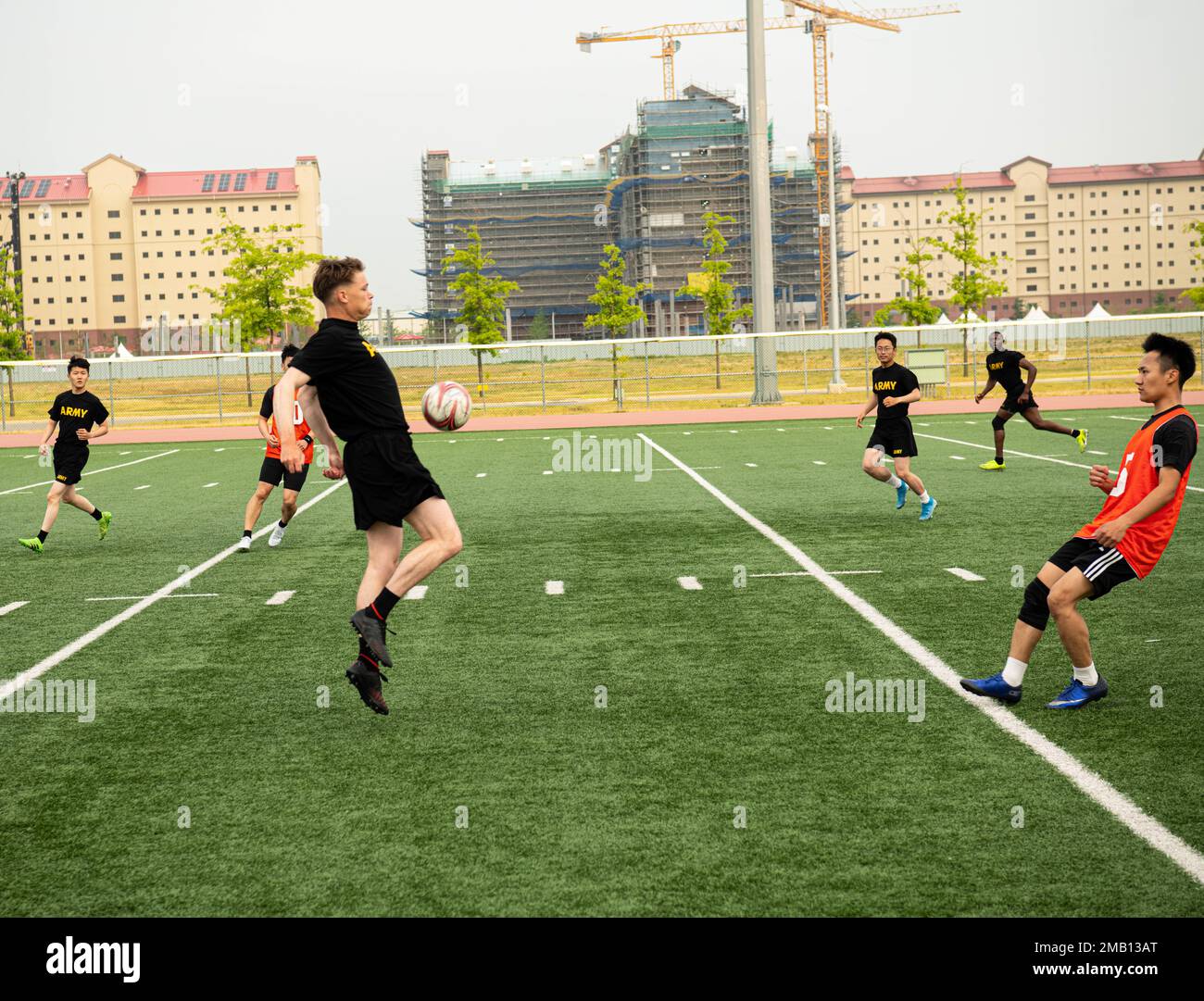 Combined teams of KATUSA and U.S. Soldiers participate in a soccer ...