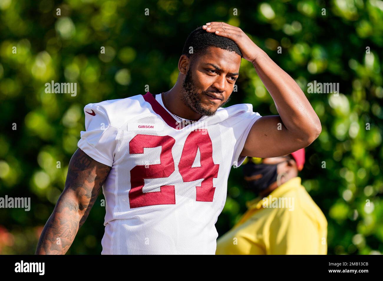 Washington Commanders running back Antonio Gibson (24) walks to ...