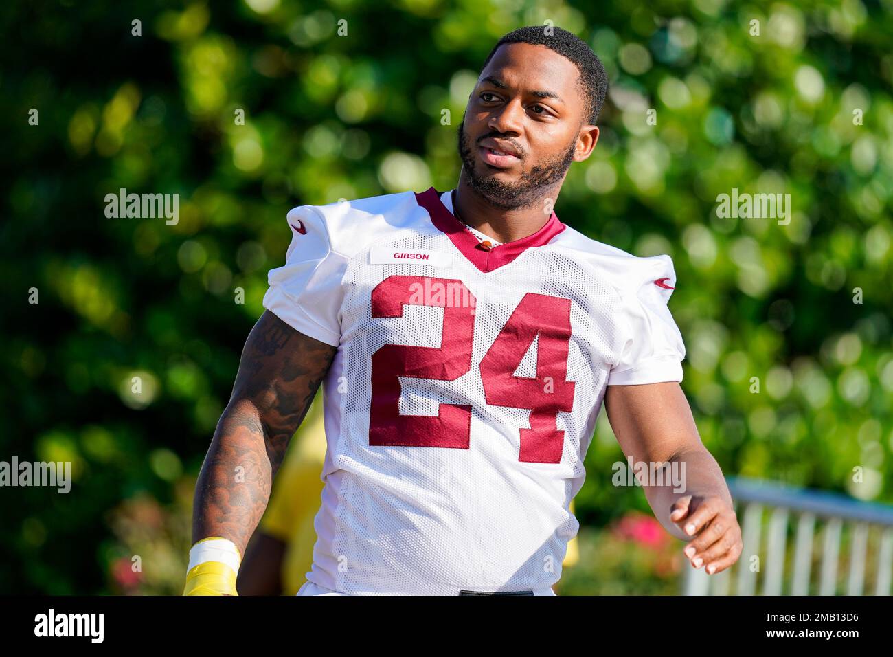 Washington Commanders running back Antonio Gibson (24) arrives for ...