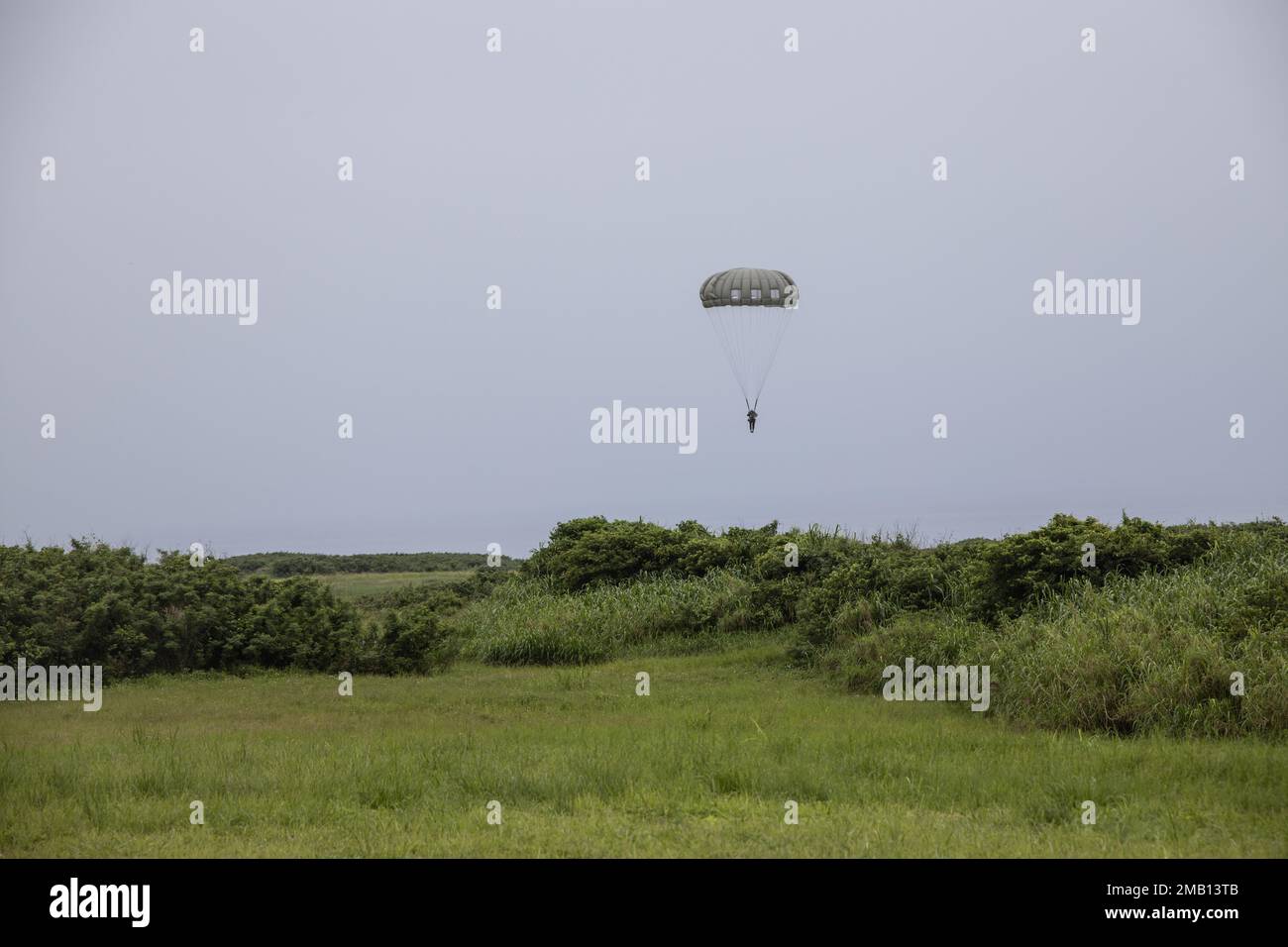 U.S. Marine Corps Staff Sgt. Tarrez Laugand, a parachute rigger with ...