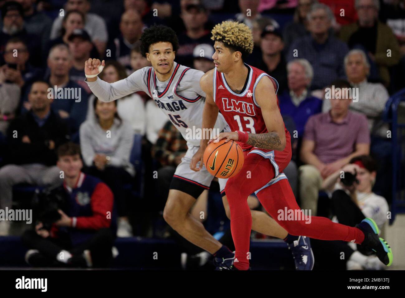 Loyola Marymount guard Lamaj Lewis (13) controls the ball while ...