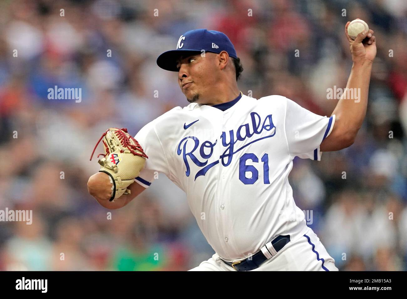 Kansas City Royals starting pitcher Angel Zerpa throws during the first ...