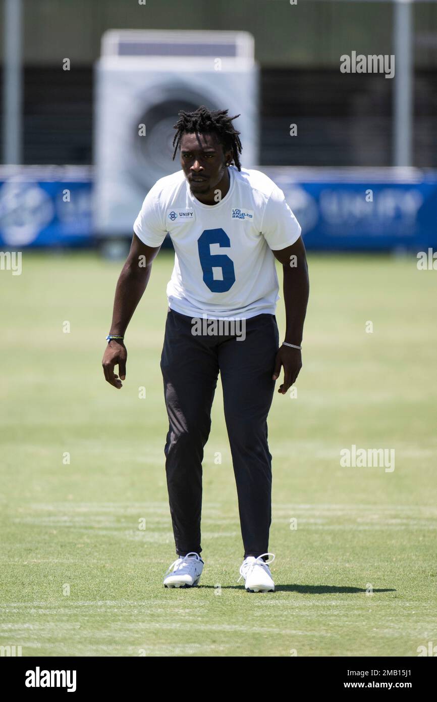 Los Angeles Rams cornerback Derion Kendrick takes his stance during NFL ...