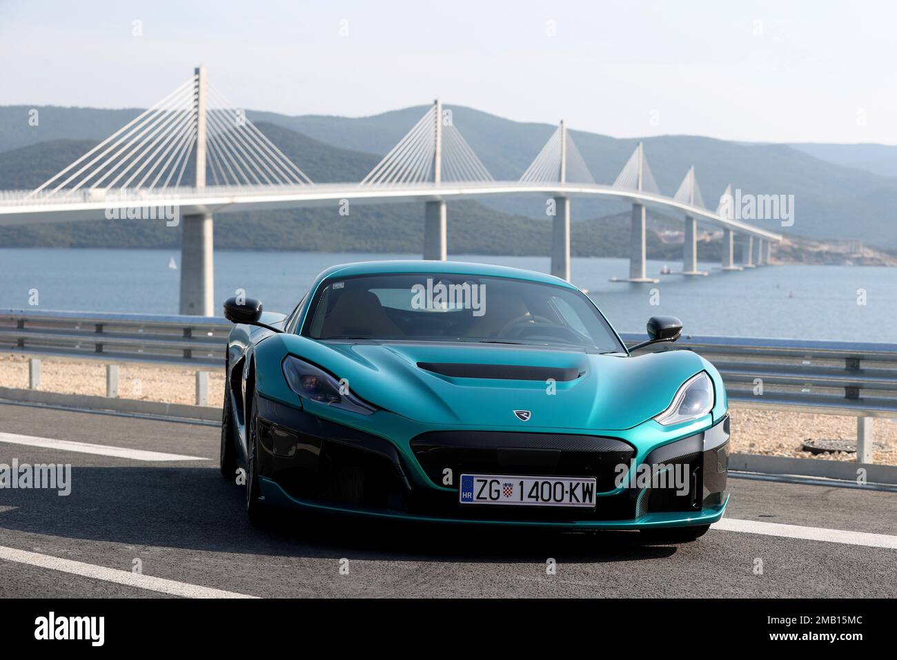 A Croatian made 'Nevera' electric car is parked near the newly built ...
