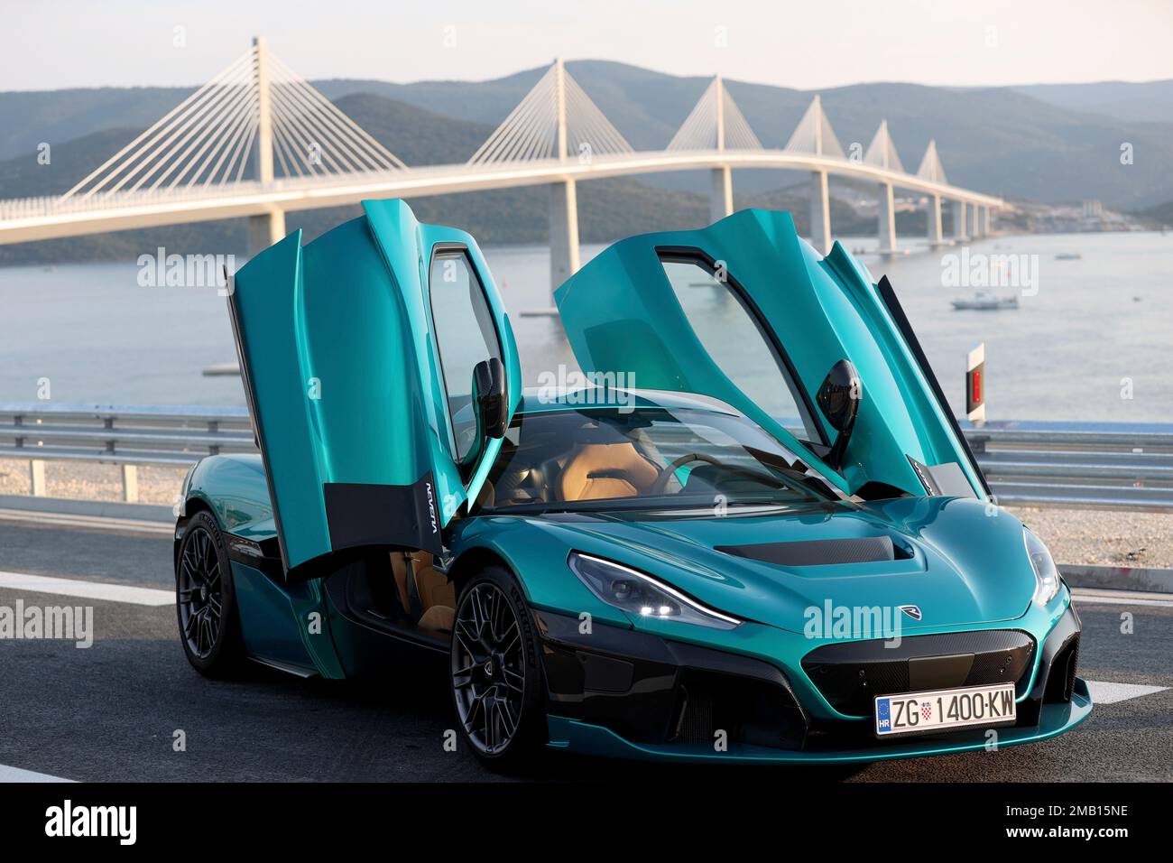 A Croatian made 'Nevera' electric car is parked near the newly built ...