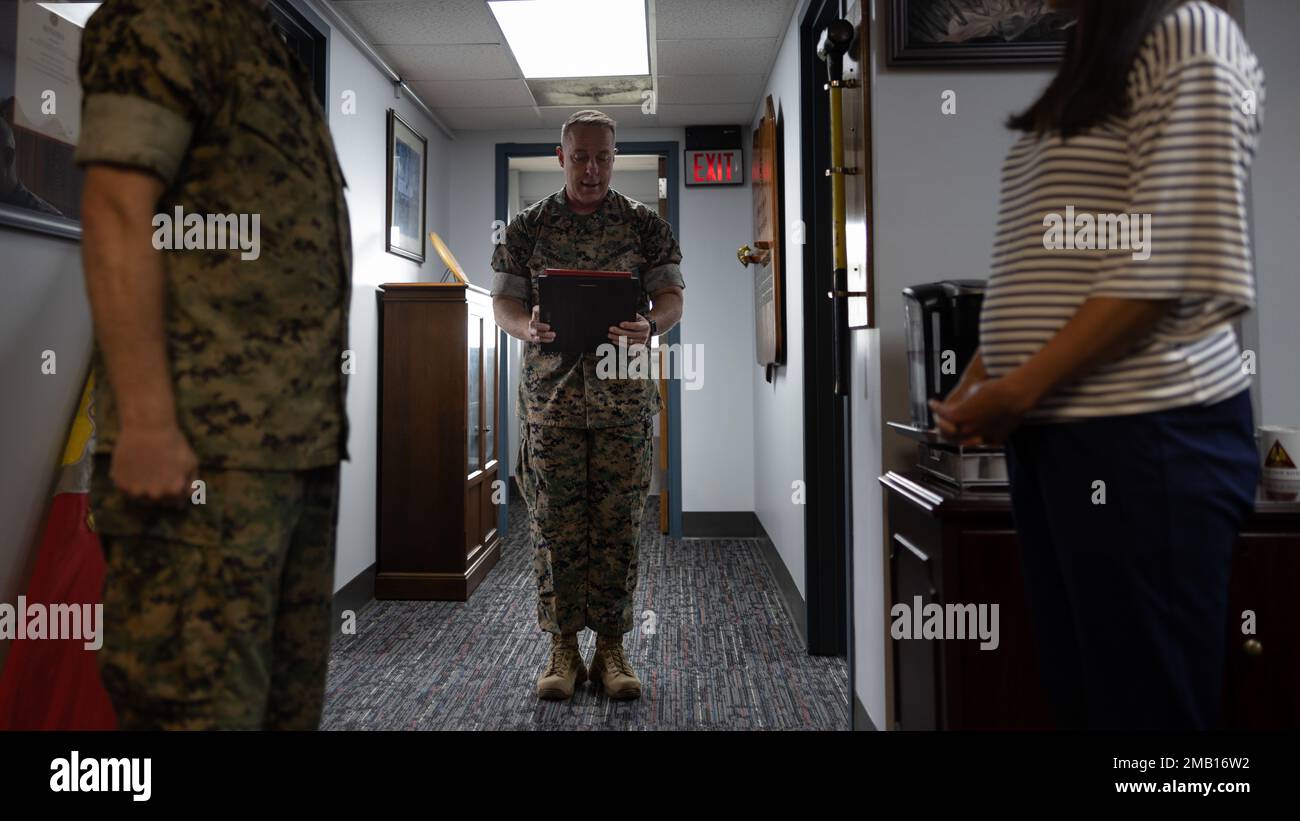 U.S. Marine Corps Sgt. Maj. Douglas W. Gerhardt, center, sergeant major ...
