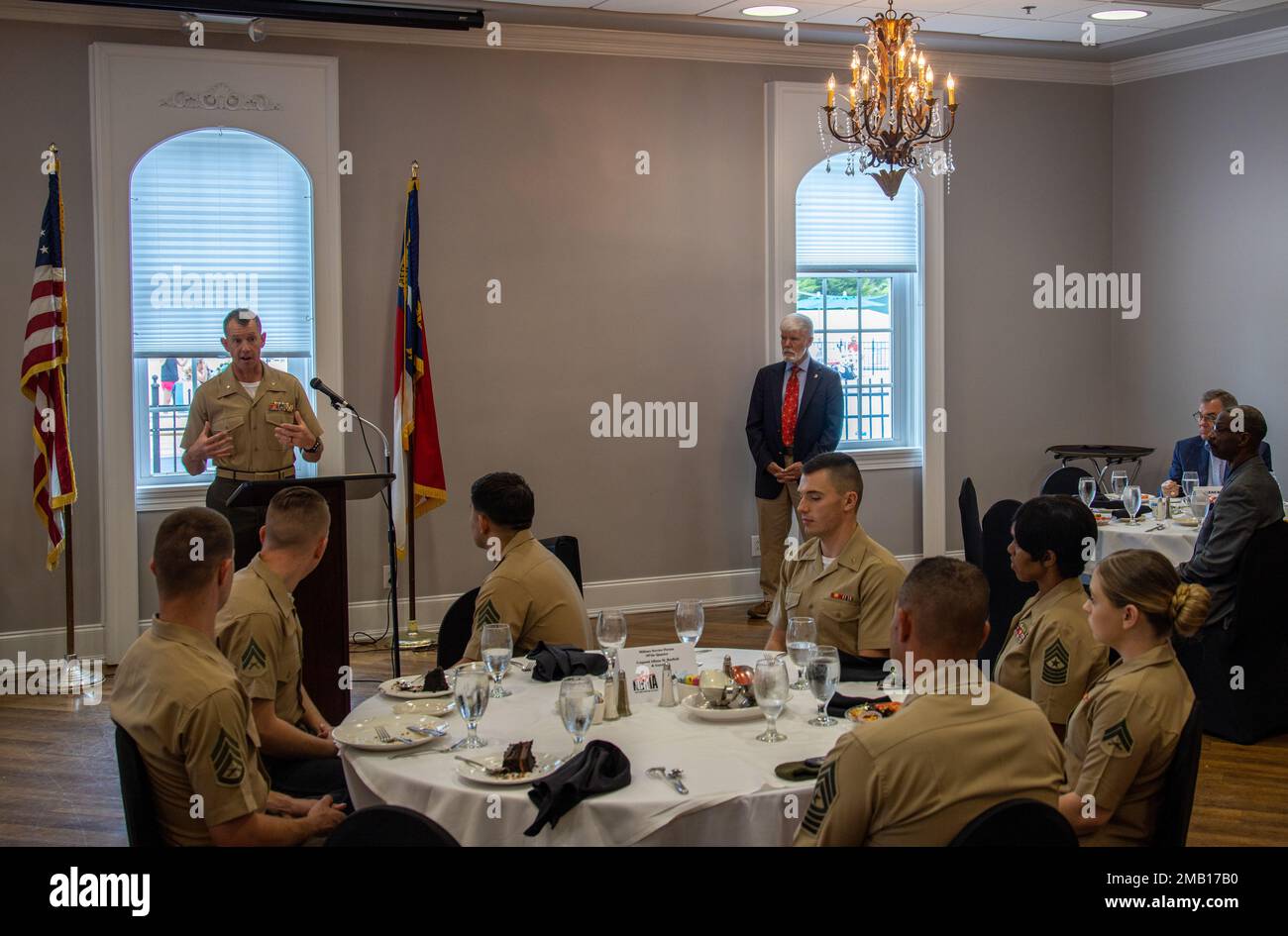 U.S. Marine Corps Lt. Col. David Donnell, left, the commanding officer ...