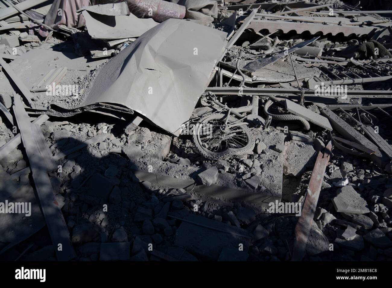 The rubble of the family house of Yahia Merai, is seen as the house was ...