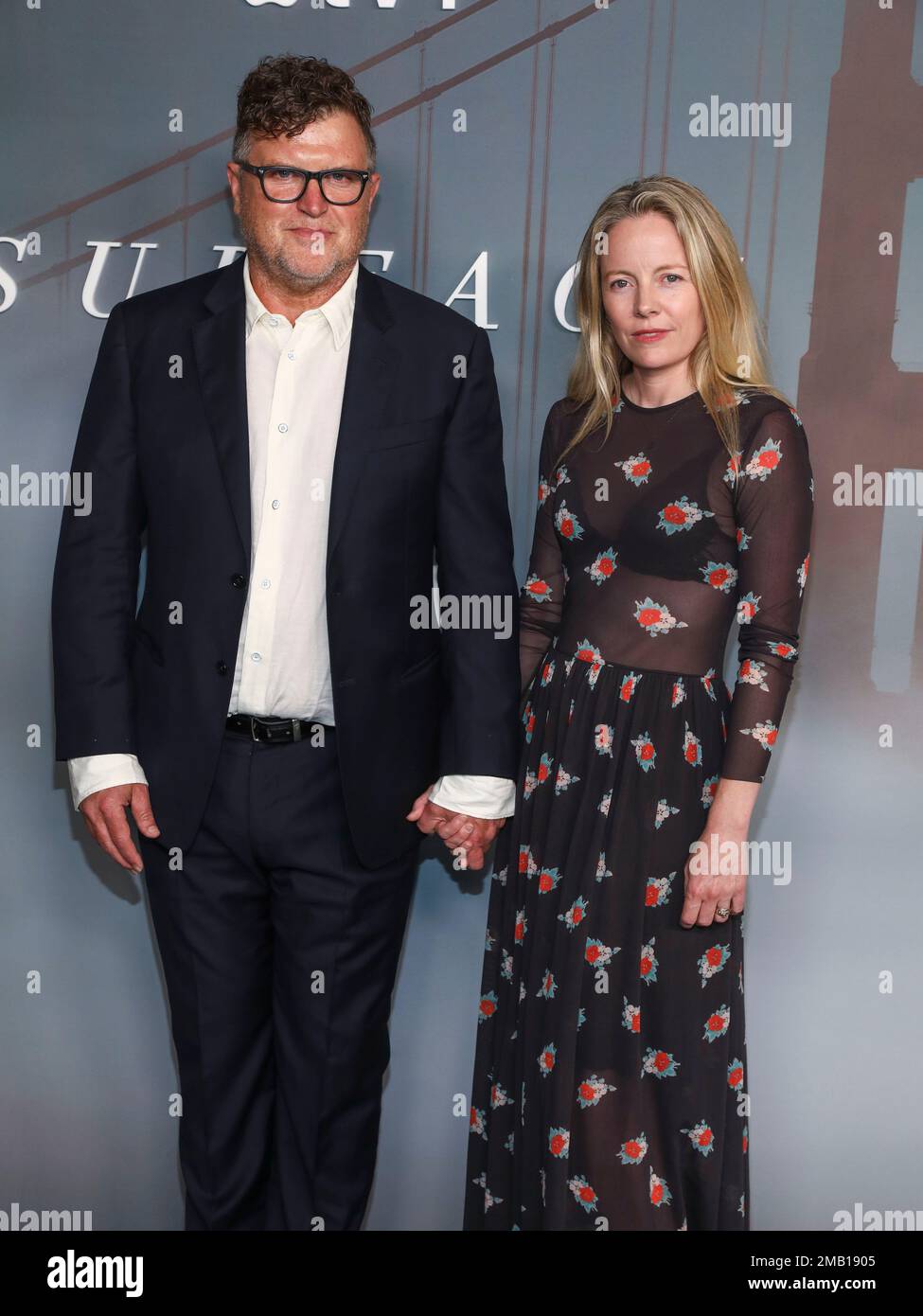 Director Sam Miller, left, and actor Alexandra Moen, right, attend the ...