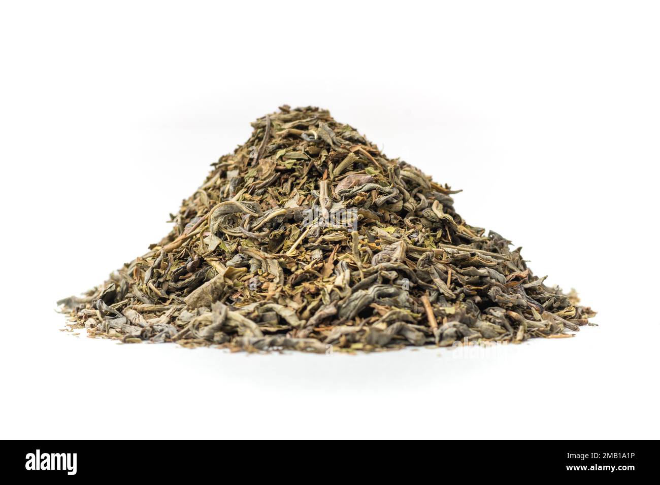 Green tea with mint on white background Stock Photo - Alamy