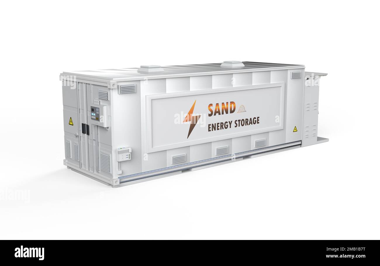 3d rendering energy storage system or battery container unit with sand ...