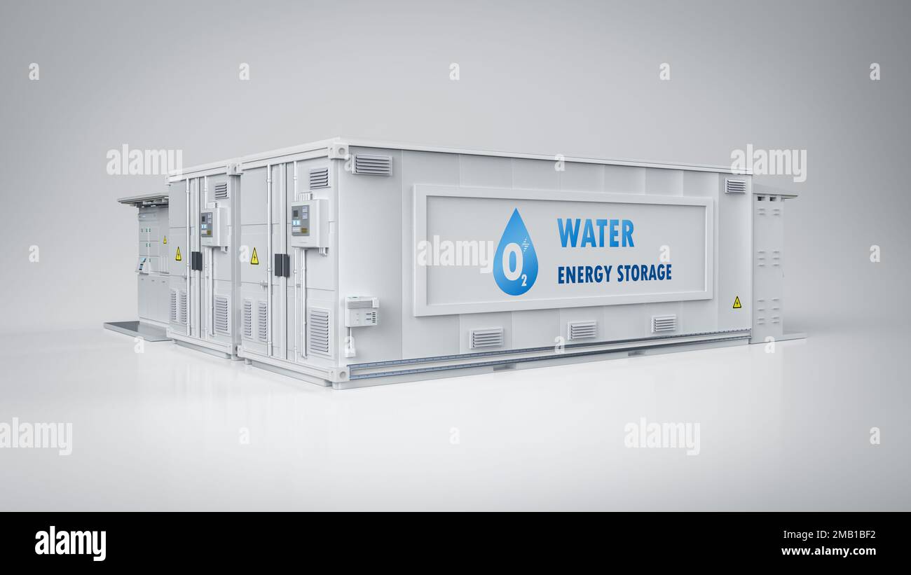3d rendering energy storage system or battery container unit with water ...