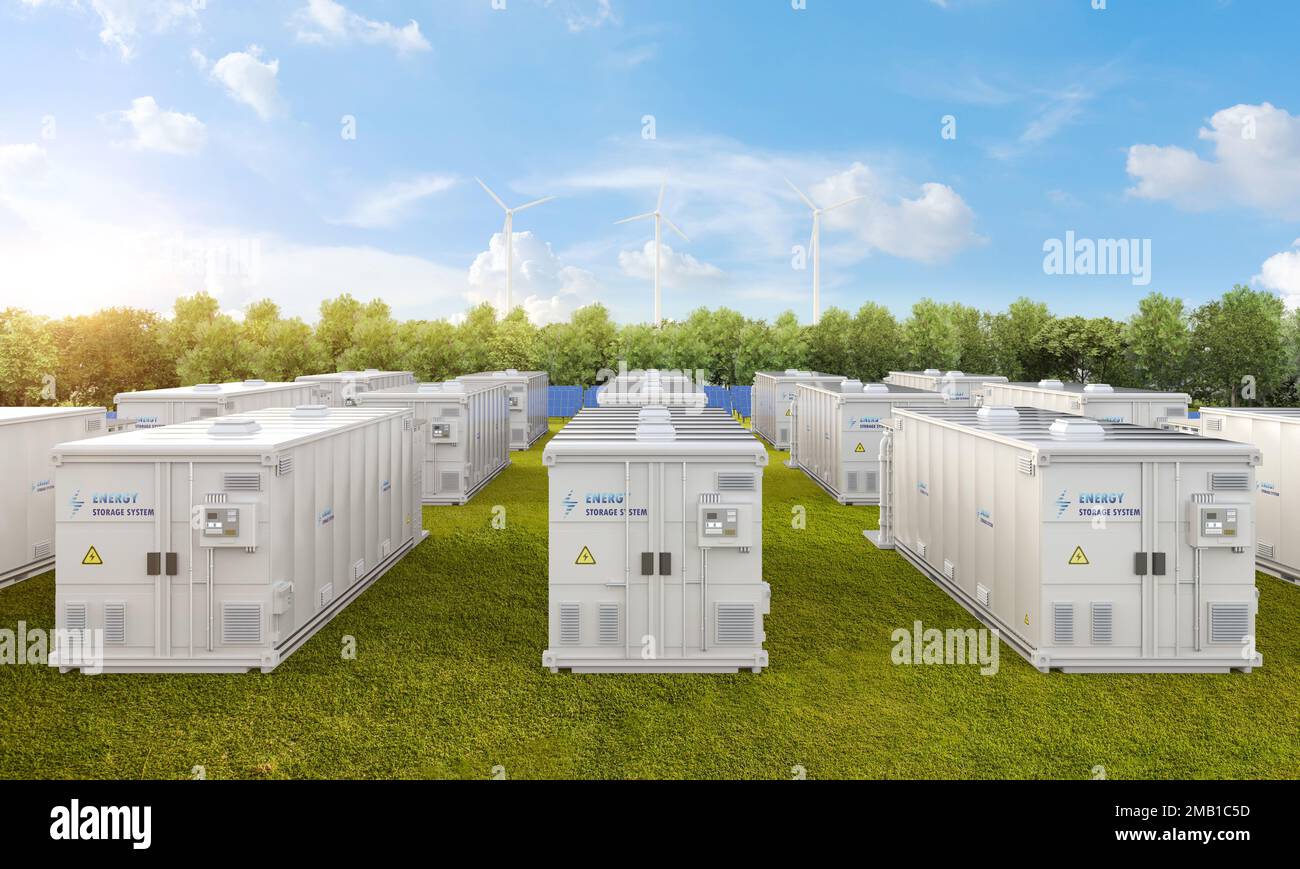3d rendering amount of energy storage systems or battery container ...