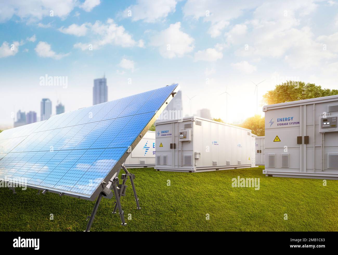 3d rendering amount of energy storage systems or battery container ...