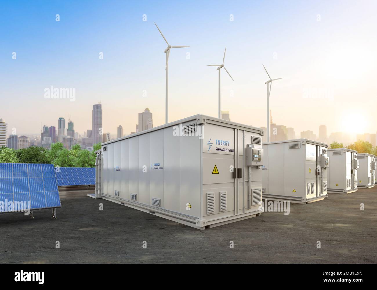 3d rendering amount of energy storage systems or battery container ...