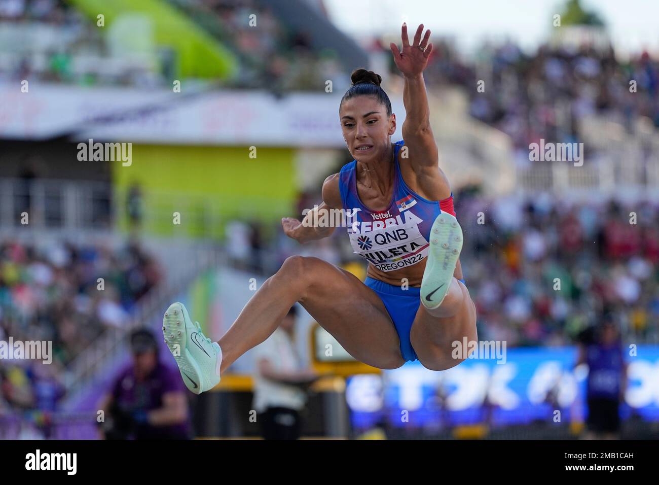 Ivana Vuleta, of Serbia, competes in the women's long jump final at the ...