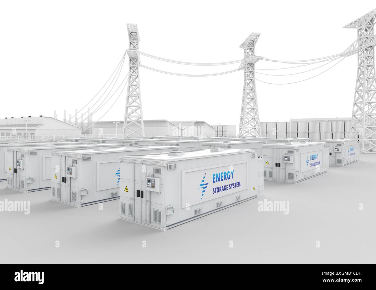 3d rendering energy storage system or battery container unit with white ...