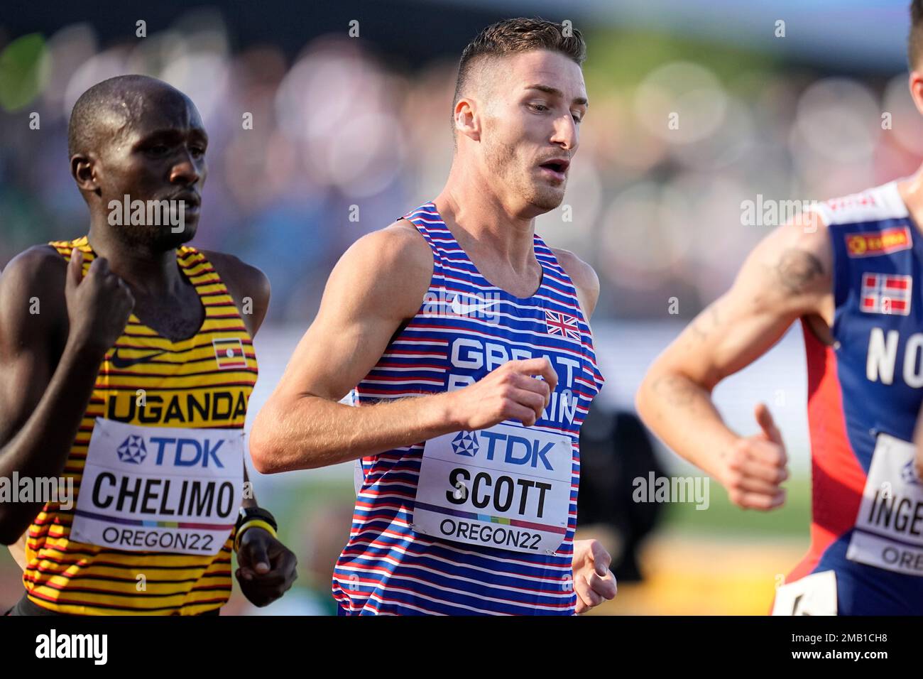 Marc Scott, of Britain, competes in the final in the men's 5000-meter ...