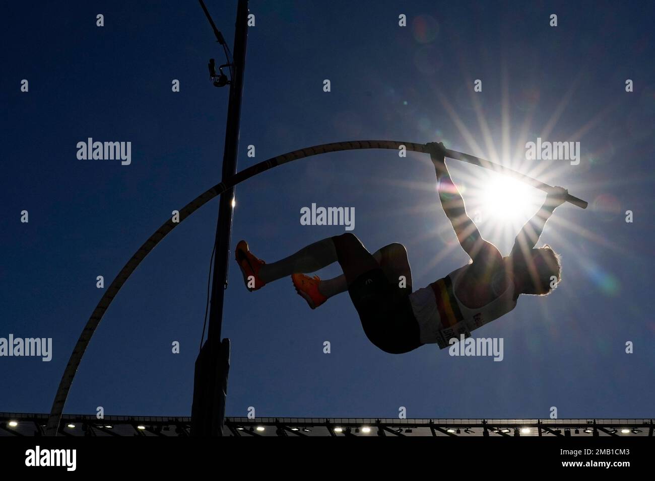 Ben Broeders, of Belgium, competes in the men's pole vault final at the ...