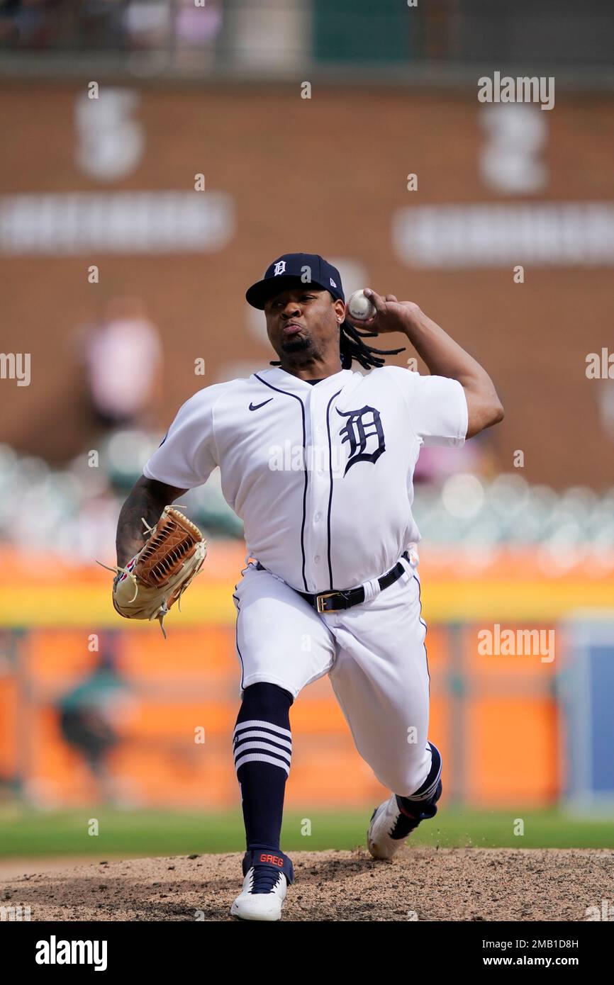 Detroit Tigers relief pitcher Gregory Soto throws during the eighth ...