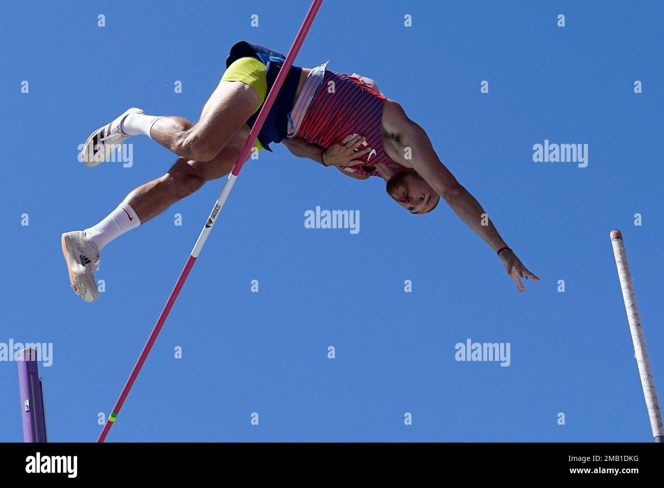 Zachery Ziemek, of the United States, competes in the decathlon pole ...