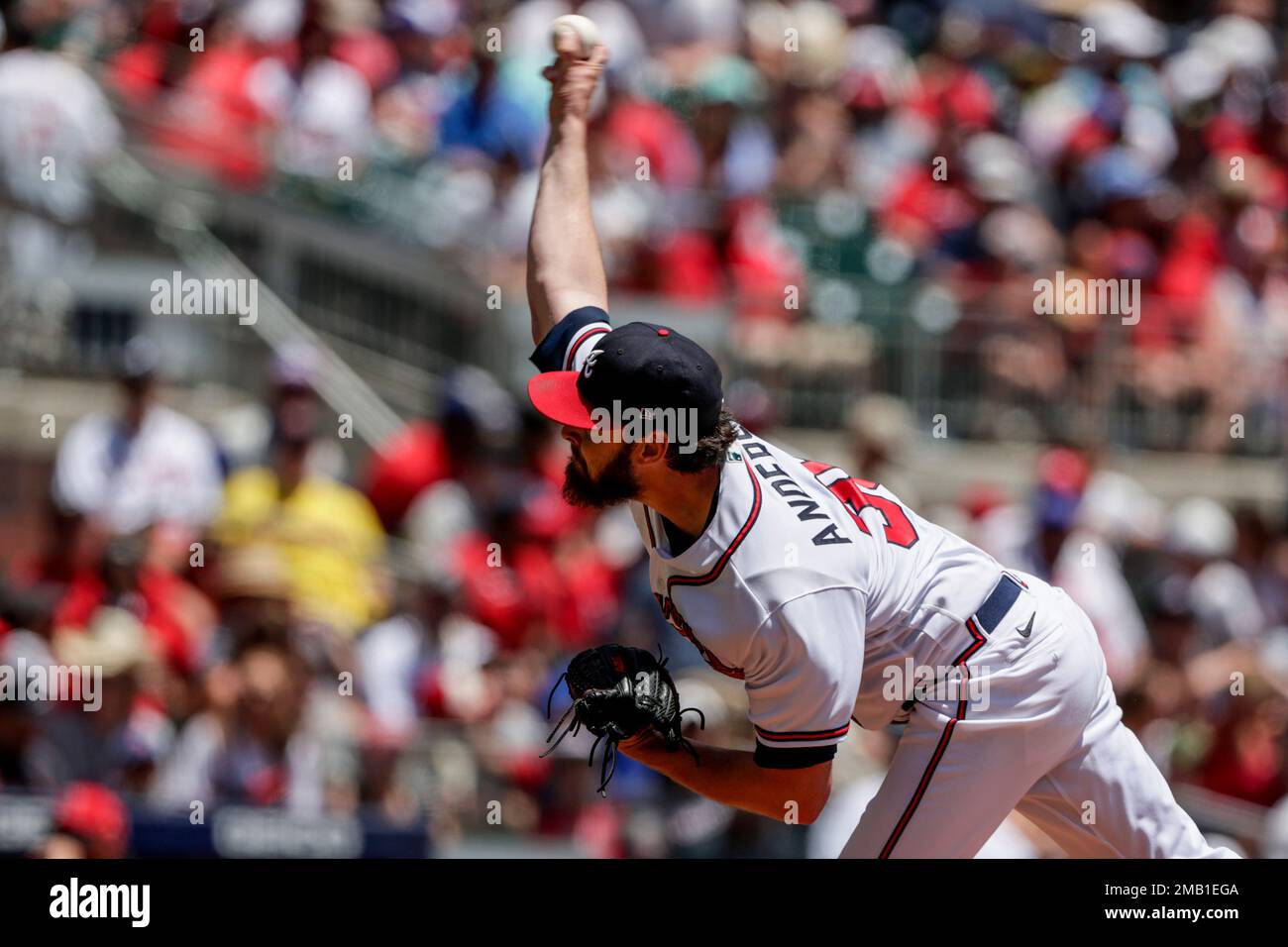 Atlanta Braves' Ian Anderson pitches against the Los Angeles Angels ...