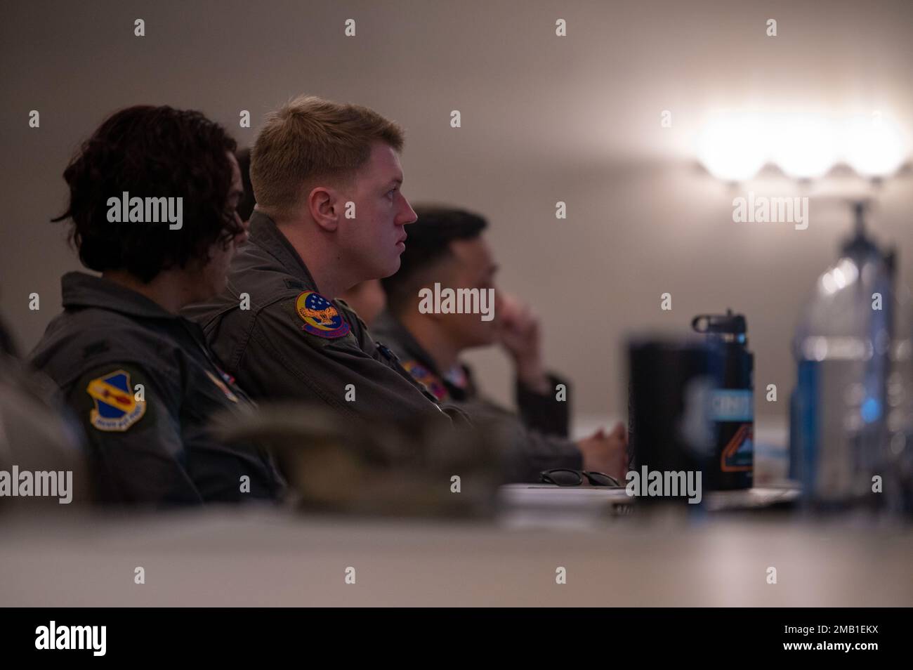 Students attend a briefing during a quarterly first term officer course ...