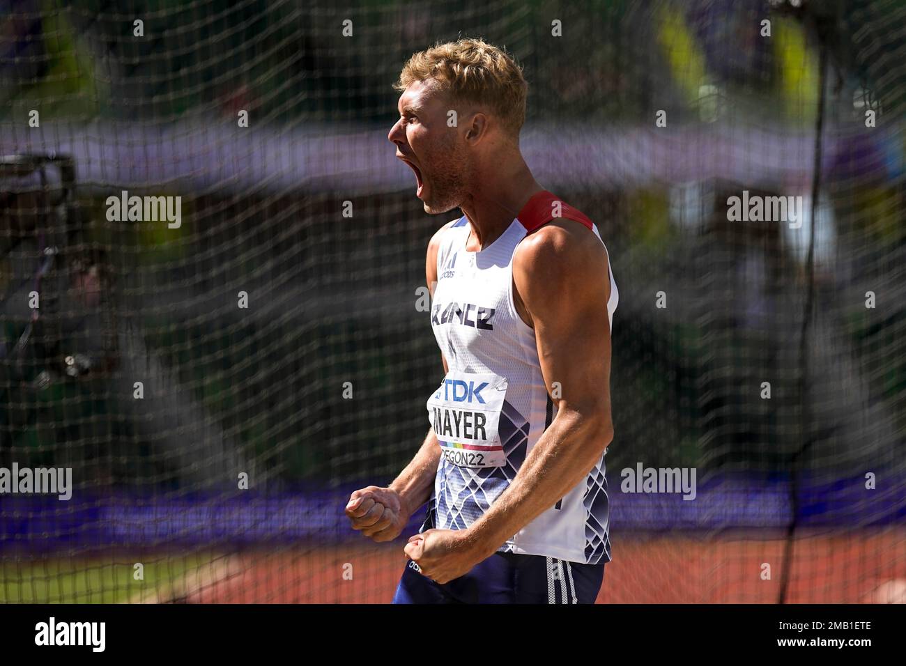Kevin Mayer, of France, competes in the decathlon discus throw at the ...