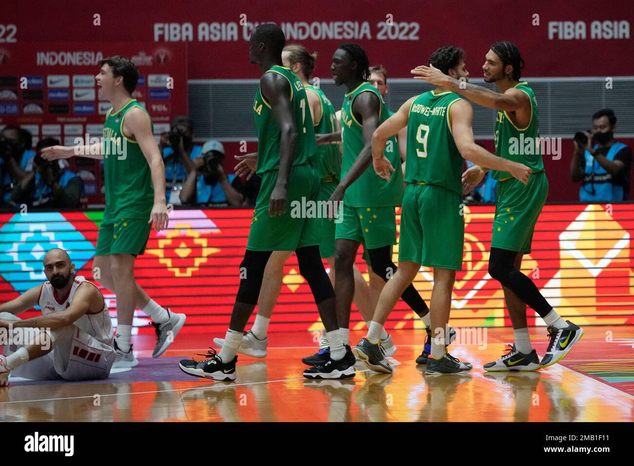 Team Austraia celebrates after defeating Lebanon during their ...