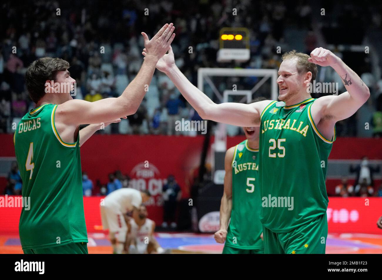 Australia's Rhys Anthony Vague, right, celebrates with teammate ...
