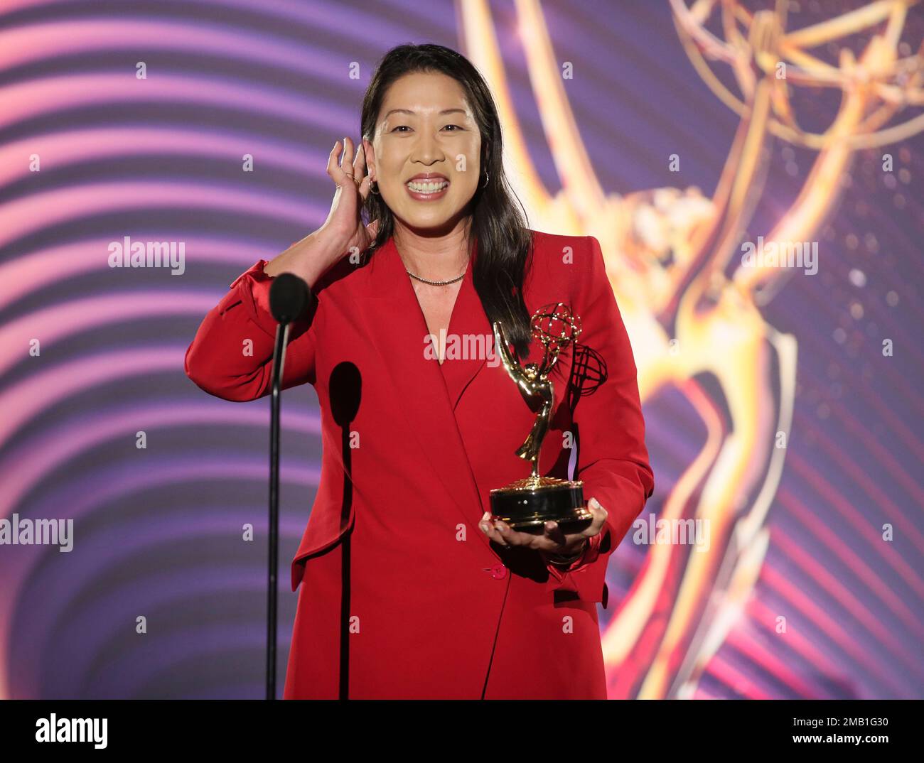Pam Chen accepts the Art/Cultural/Historical News Story Emmy for ABC7's ...
