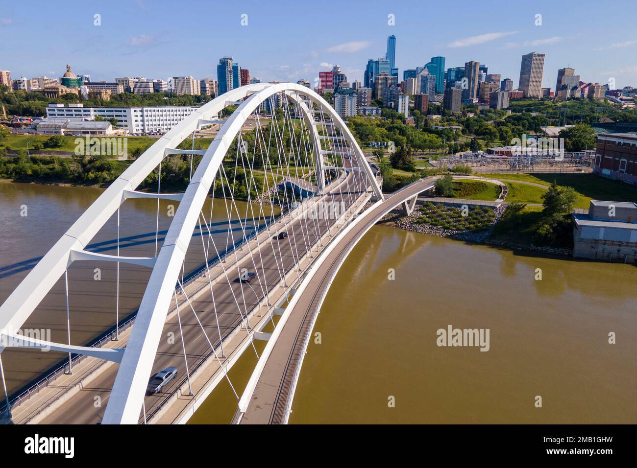 The Walterdale Bridge over the North Saskatchewan River is visible on ...