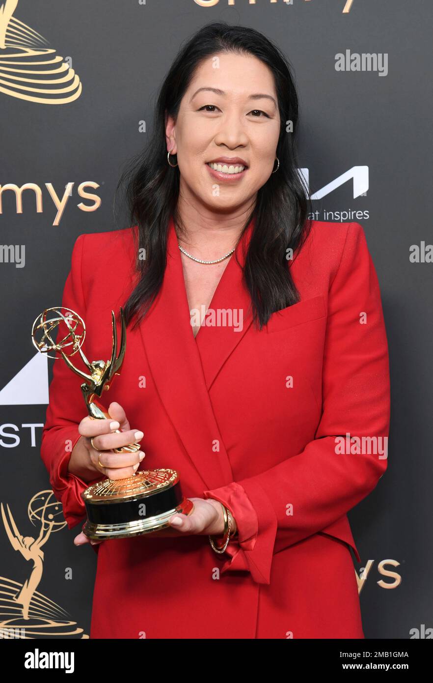 Pam Chen backstage after winning the Environment News Story Emmy for ...