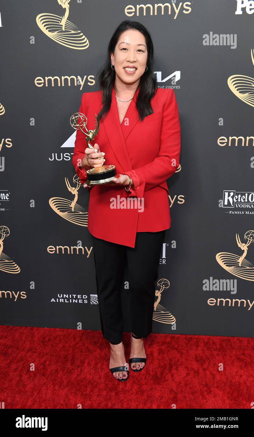 Pam Chen backstage after winning the Environment News Story Emmy for ...