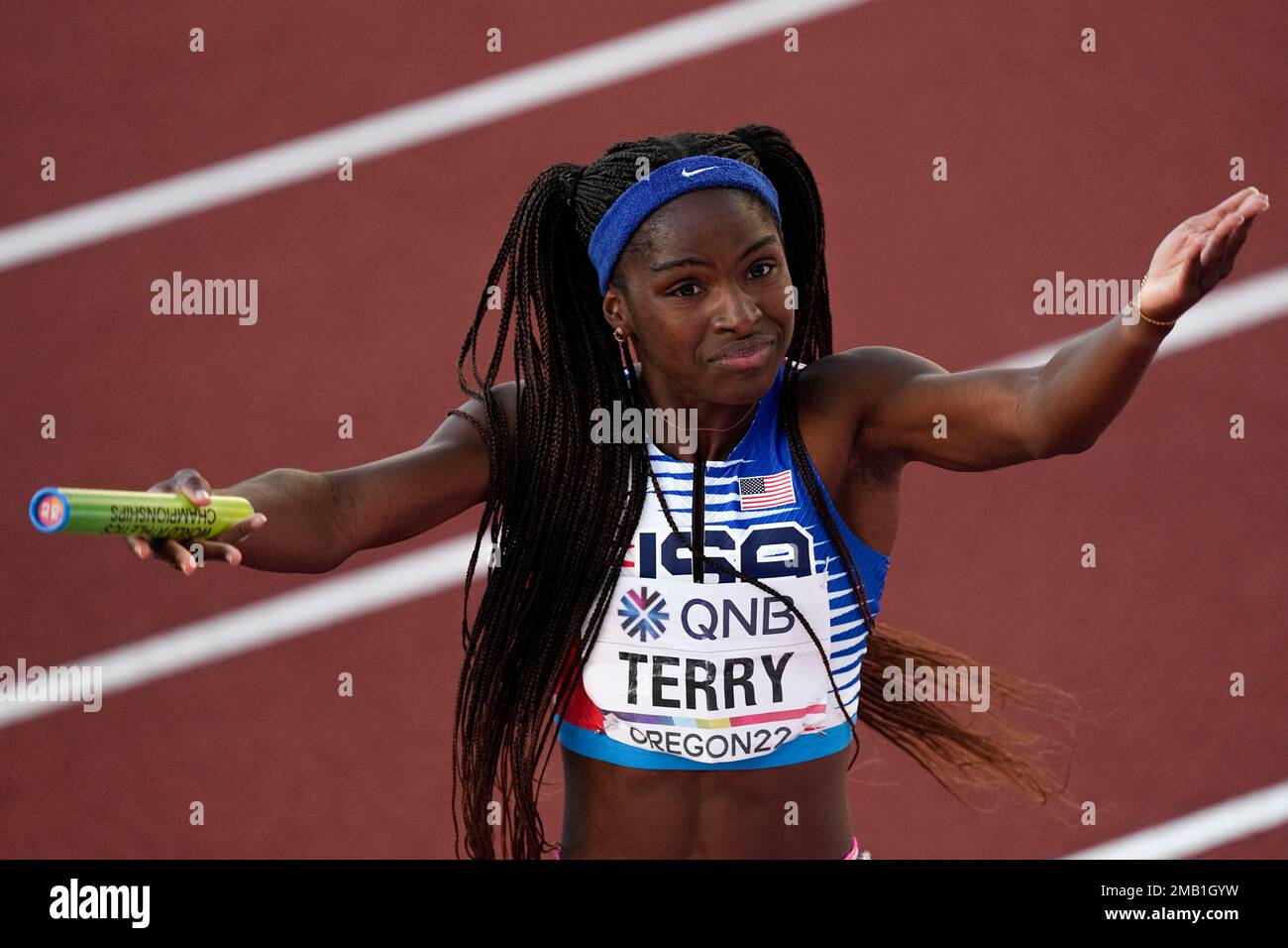 Gold medalist Twanisha Terry, of the United States, celebrates after ...
