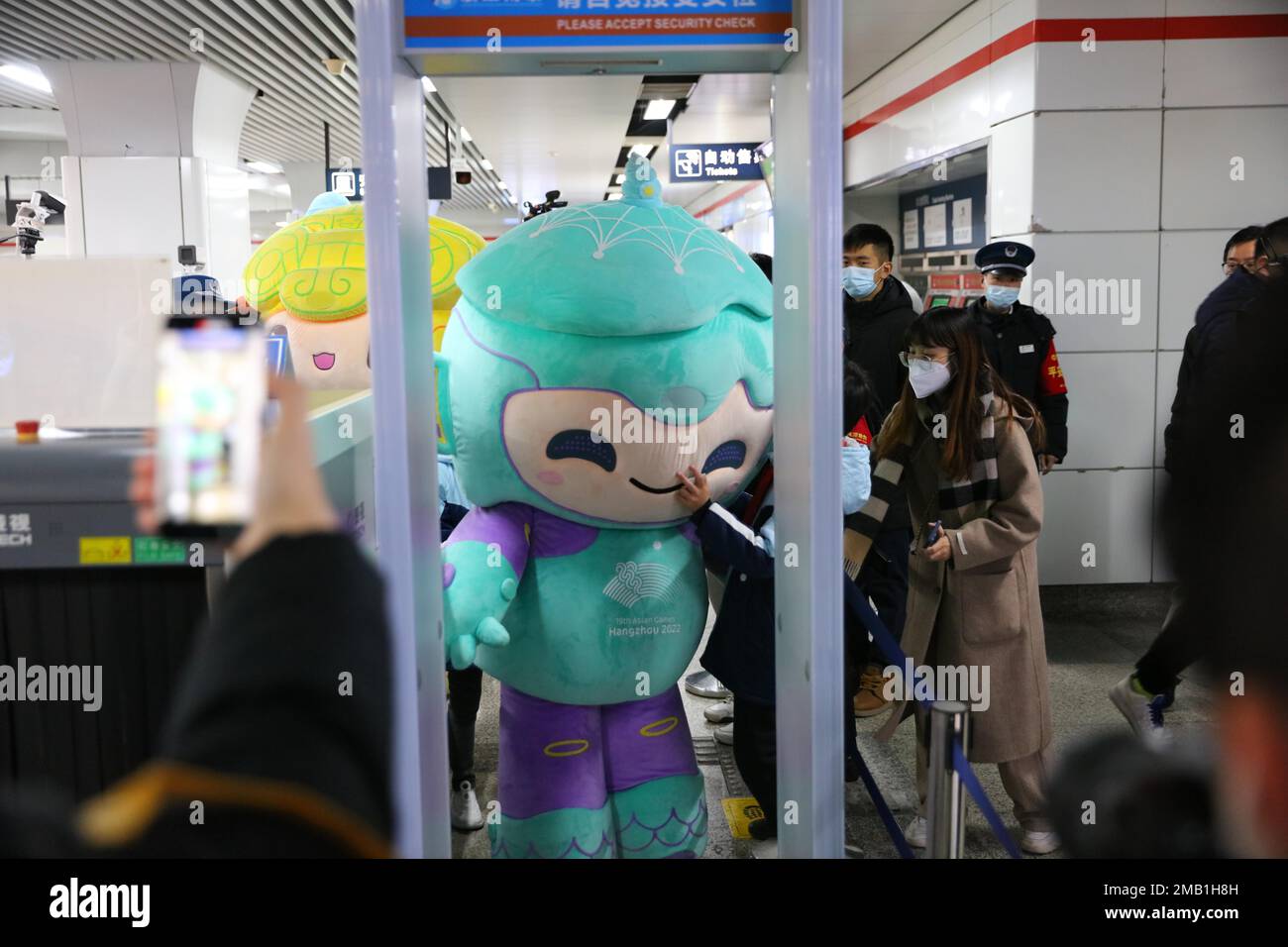 The mascots for the 19th Asian Games Hangzhou 2022 take the subway in ...