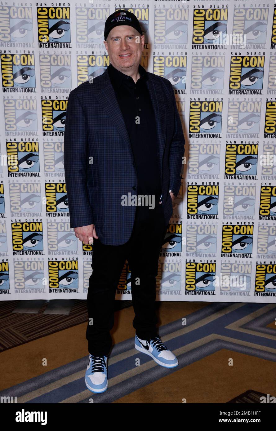Marvel Studios President Kevin Feige attends a press line for Marvel ...