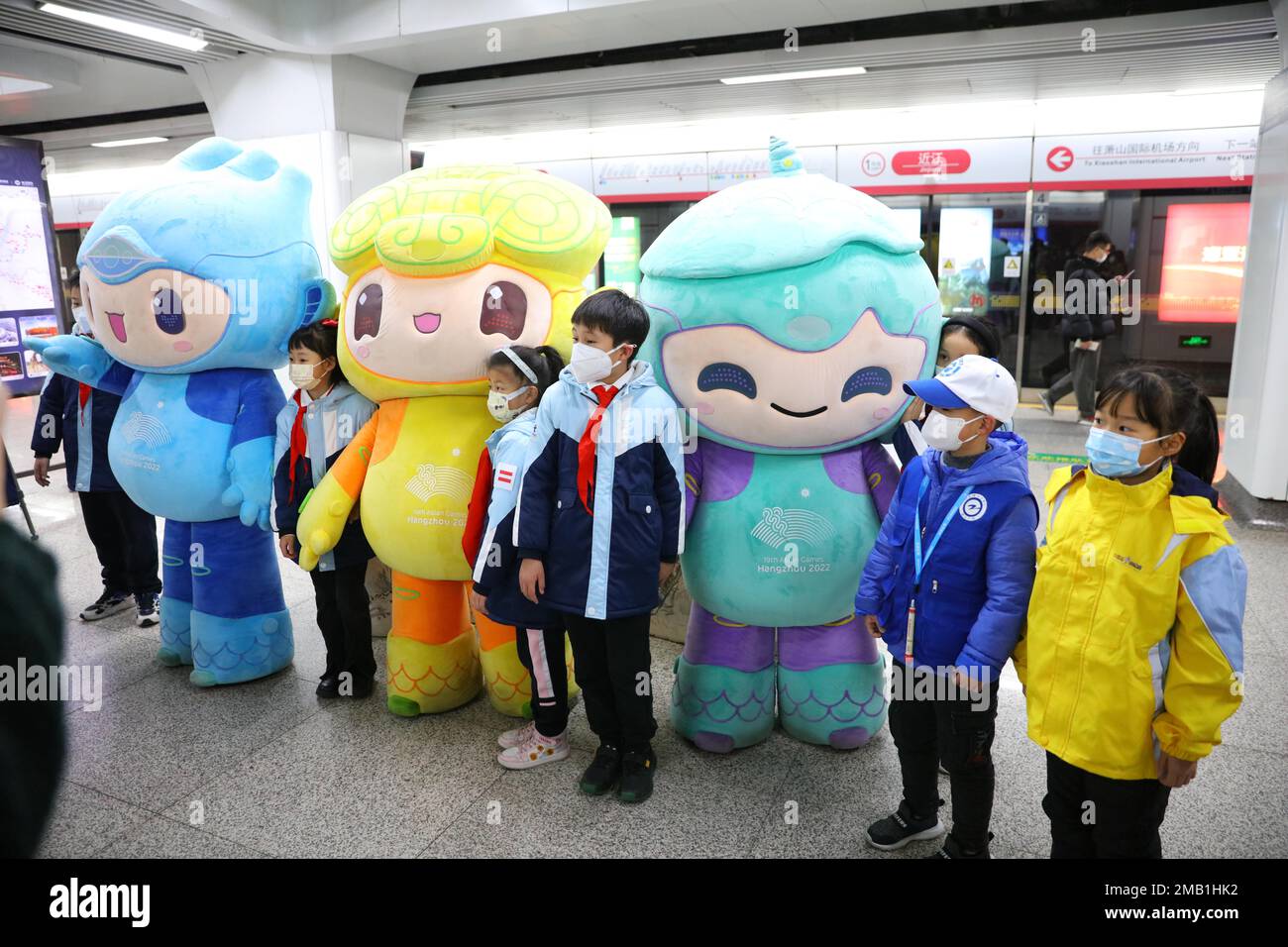 The mascots for the 19th Asian Games Hangzhou 2022 take the subway in ...