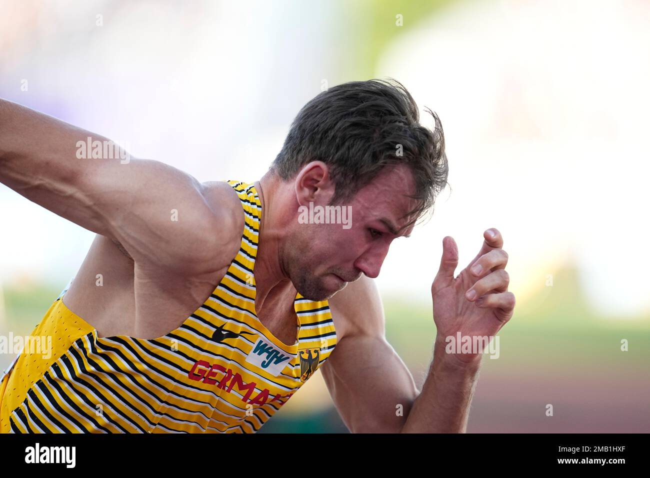 Niklas Kaul, of Germany, wins a heat in the decathlon 400-meter run at ...