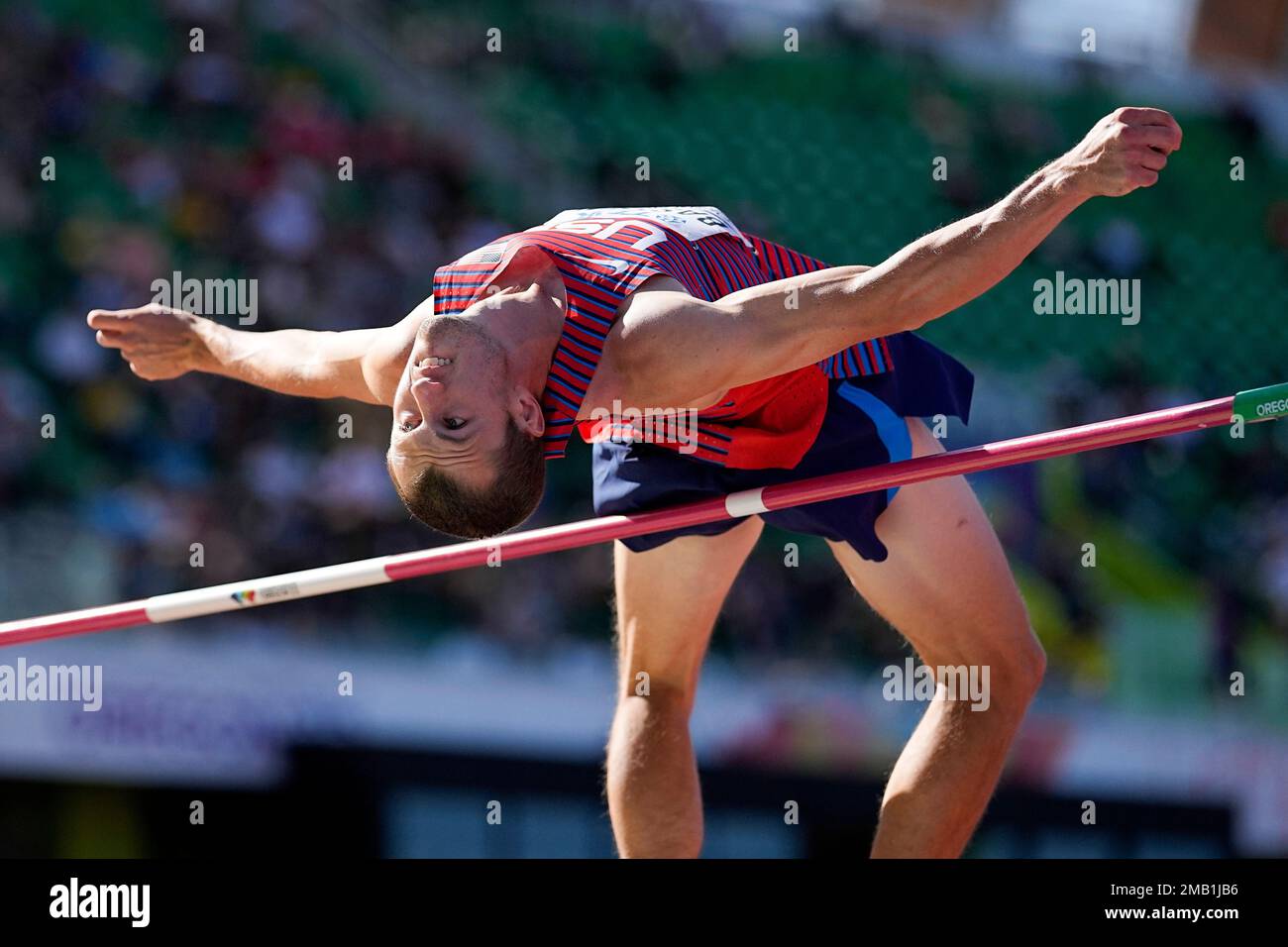 Steven Bastien, of the United States, competes in the decathlon high ...