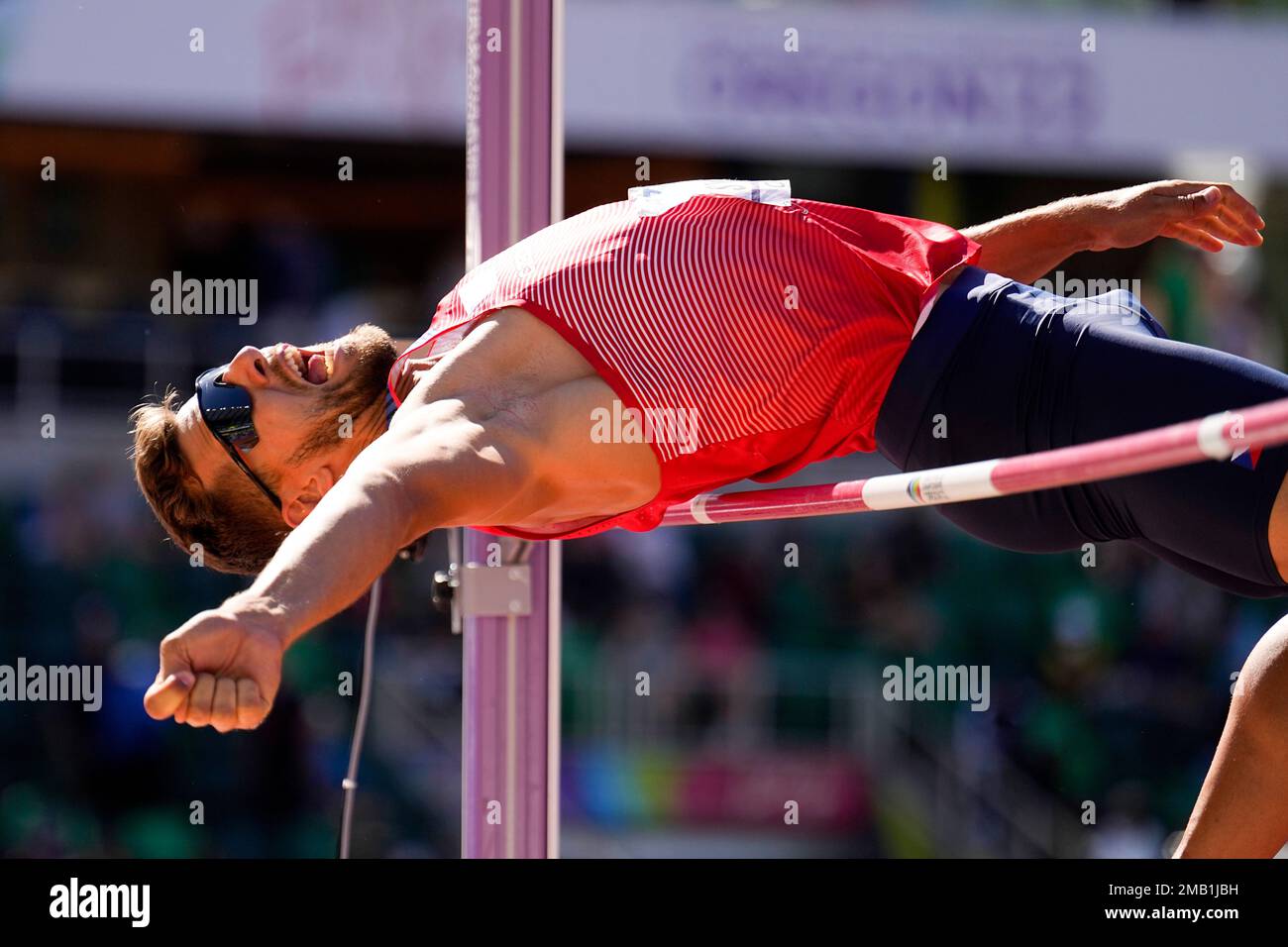 Jiri Sykora, of the Czech Republic, competes in the decathlon high jump ...