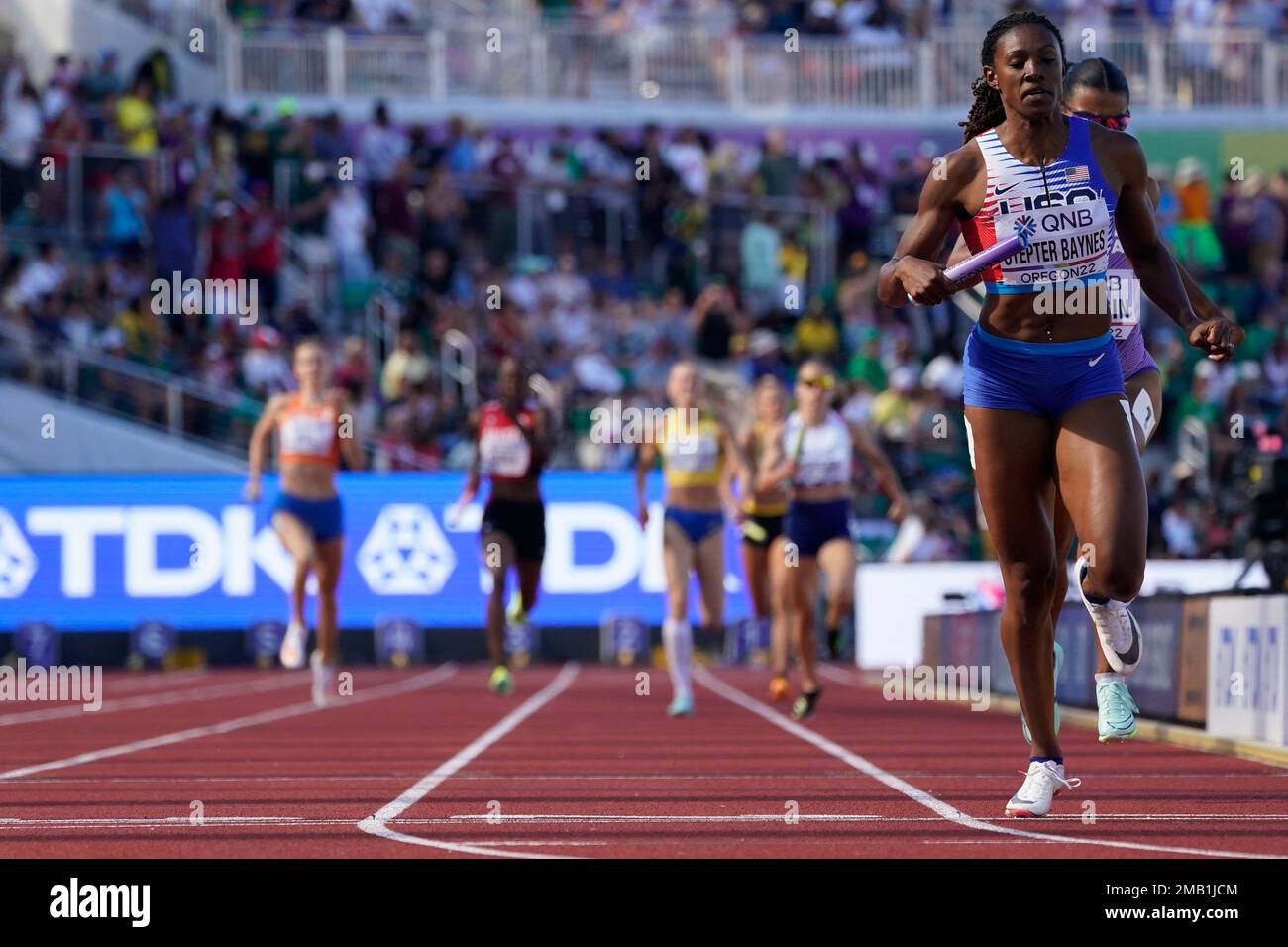 Jaide Stepter Baynes, of the United States, wins a heat during the ...