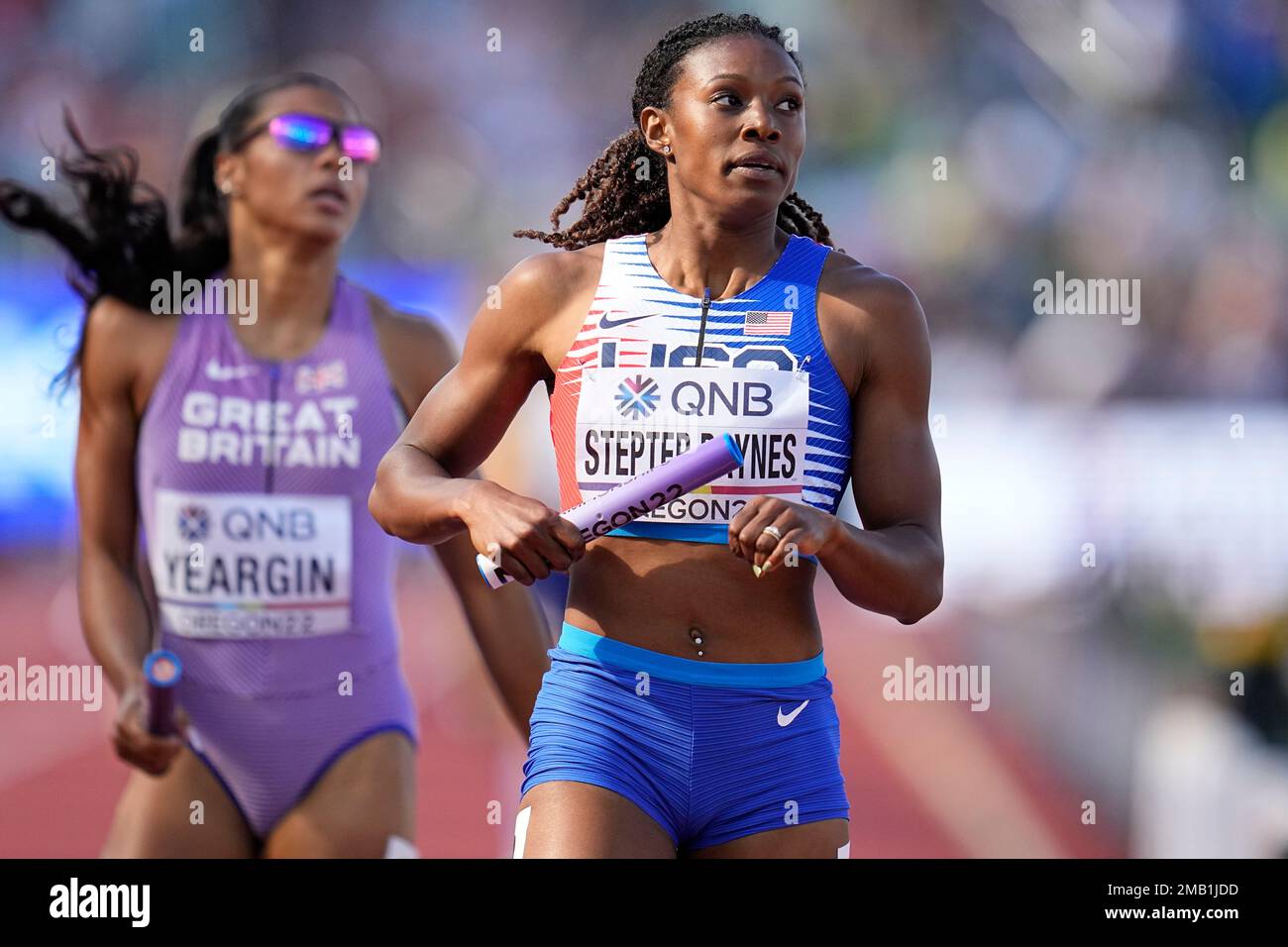 Jaide Stepter Baynes, of the United States, wins a heat during the ...