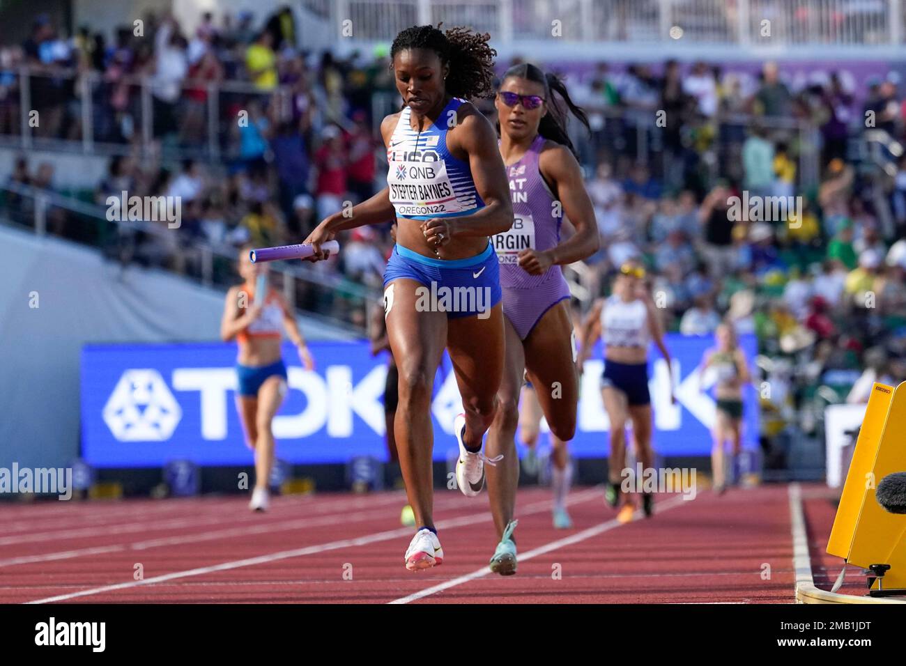 Jaide Stepter Baynes, of the United States, wins a heat during the ...
