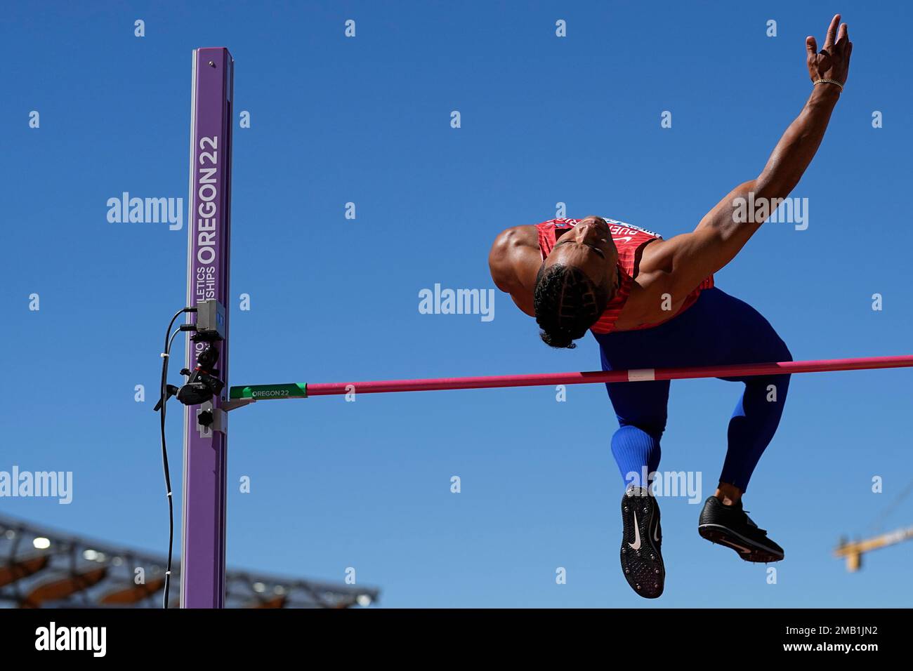 Ayden Owens-Delerme, of Puerto Rico, competes in the decathlon high ...