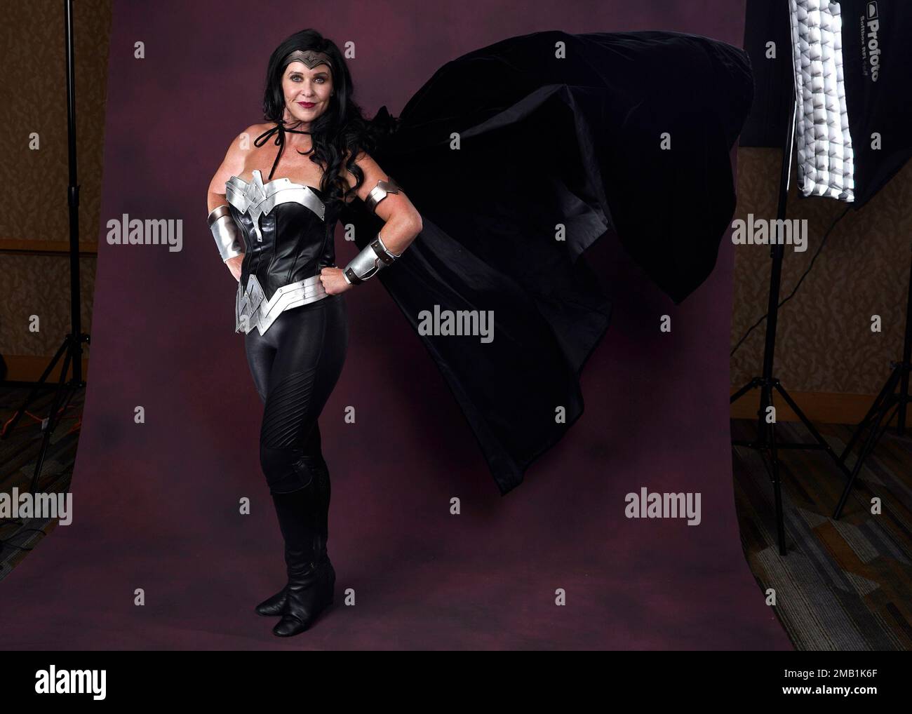 Erica Opstad, of San Diego, poses for a portrait dressed as Dark Wonder ...