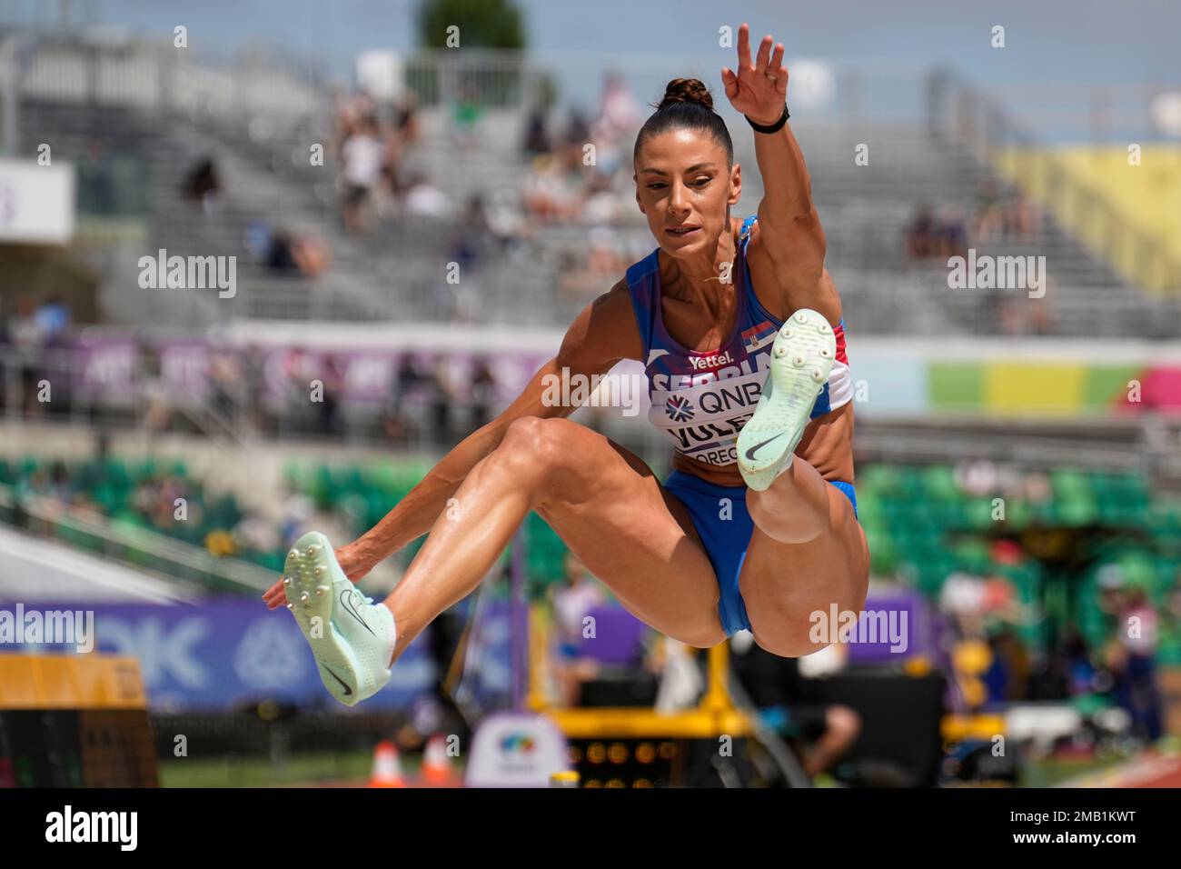 Ivana Vuleta, of Serbia, competes in qualifications for the women's ...