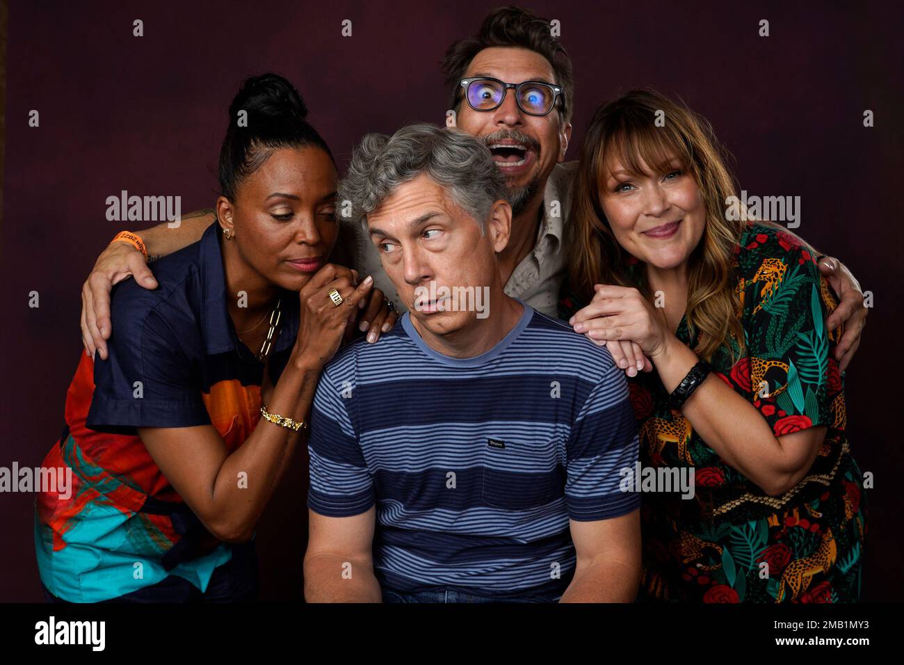 Aisha Tyler, from left, Chris Parnell, Lucky Yates and Amber Nash pose ...