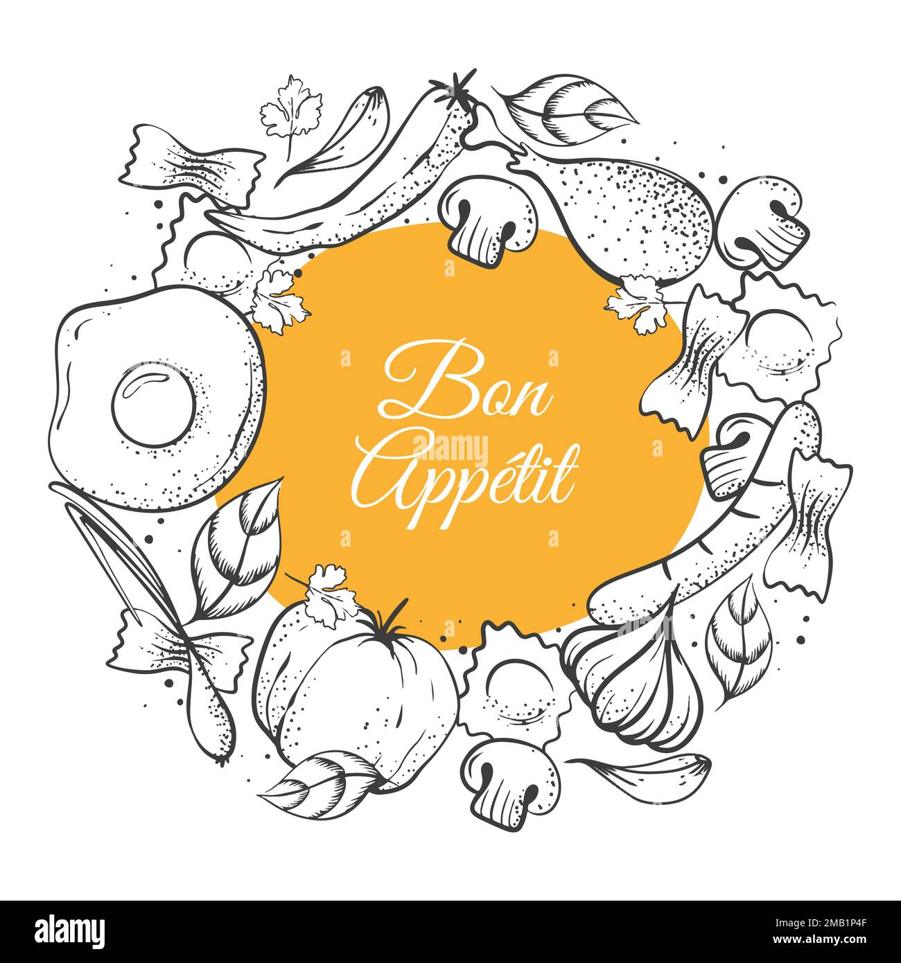 food background frame and inscription bon appetit Stock Vector Image ...