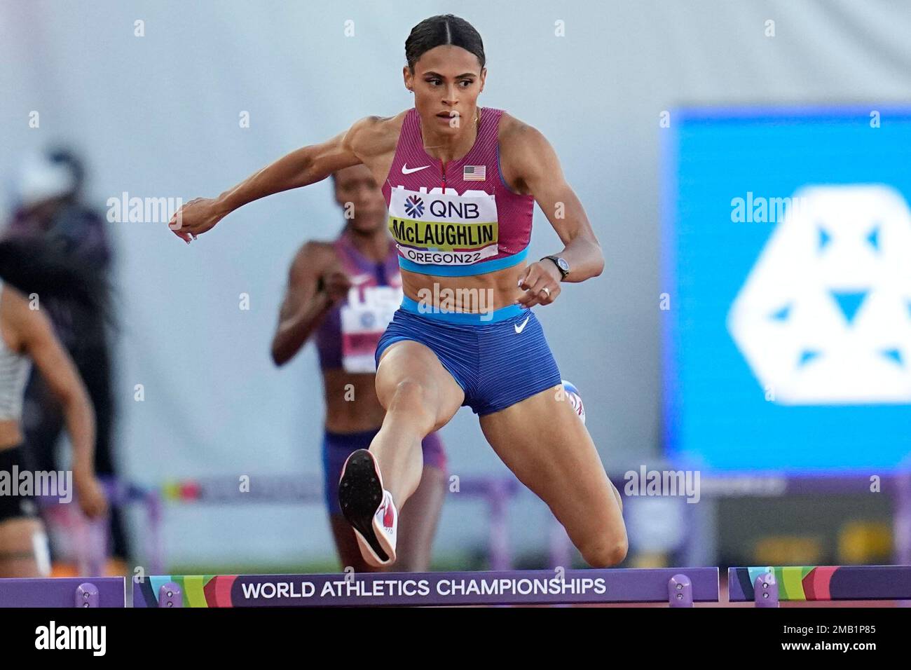Sydney McLaughlin, of the United States, competes the final of the ...